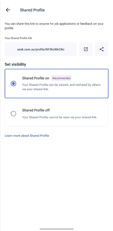 How do I share my SEEK Profile? - SEEK