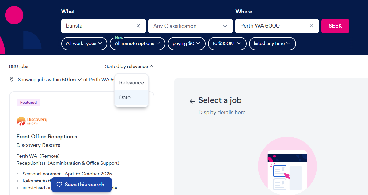 How do I search for the most recent job ads? - SEEK